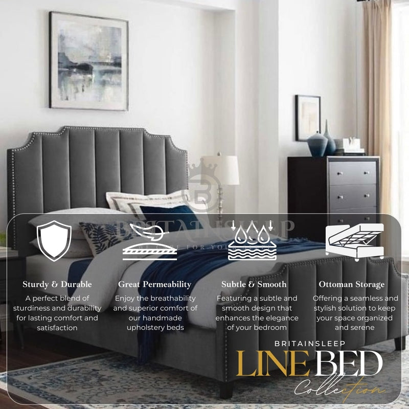 Crown Studded Upholstered Bed Frame/left ottoman